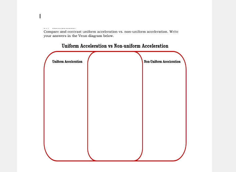 Compare and contrast uniform acceleration | StudyX