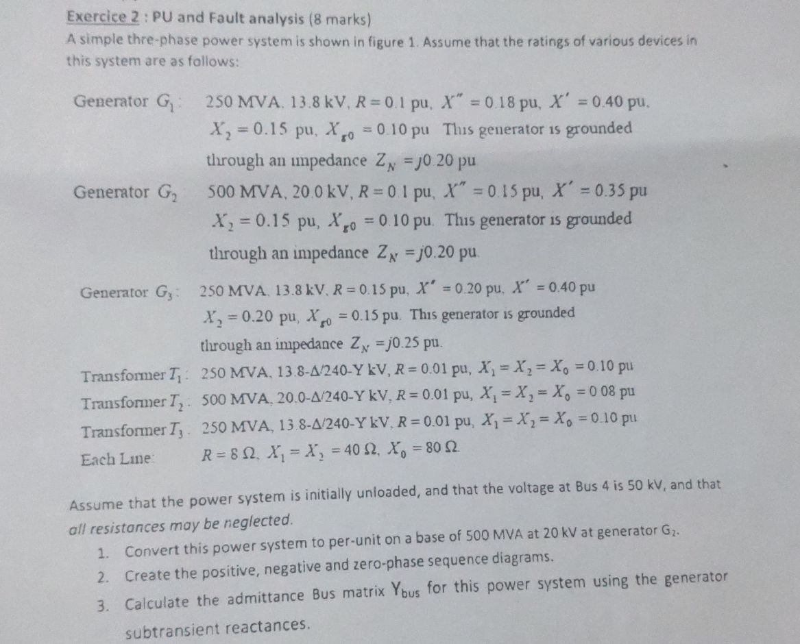 Exercice 2: PU and Fault analysis (8 marks) | StudyX