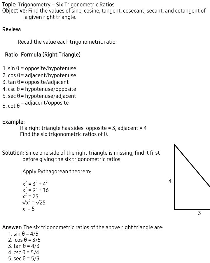 Topic: Trigonometry - Six Trigonometric | StudyX