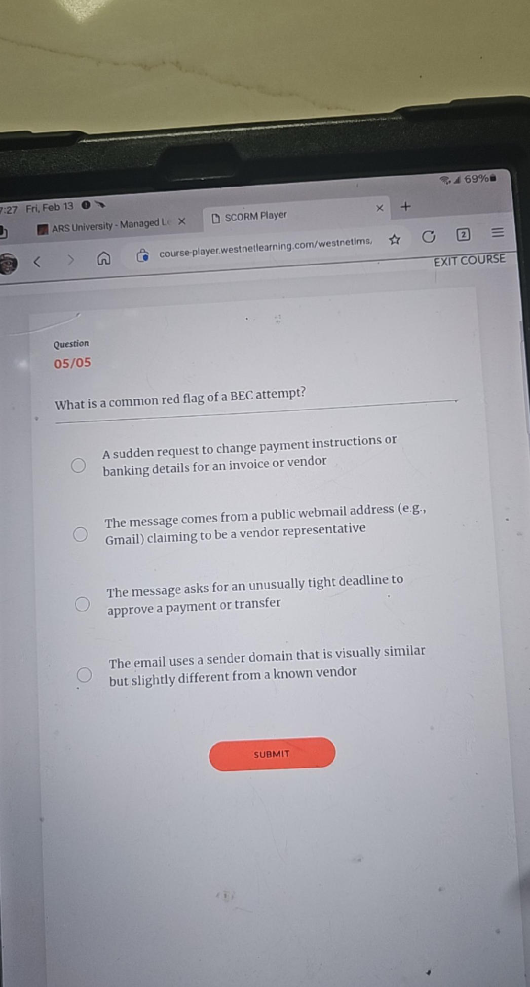 Question 05/05 What is a common red flag of | StudyX