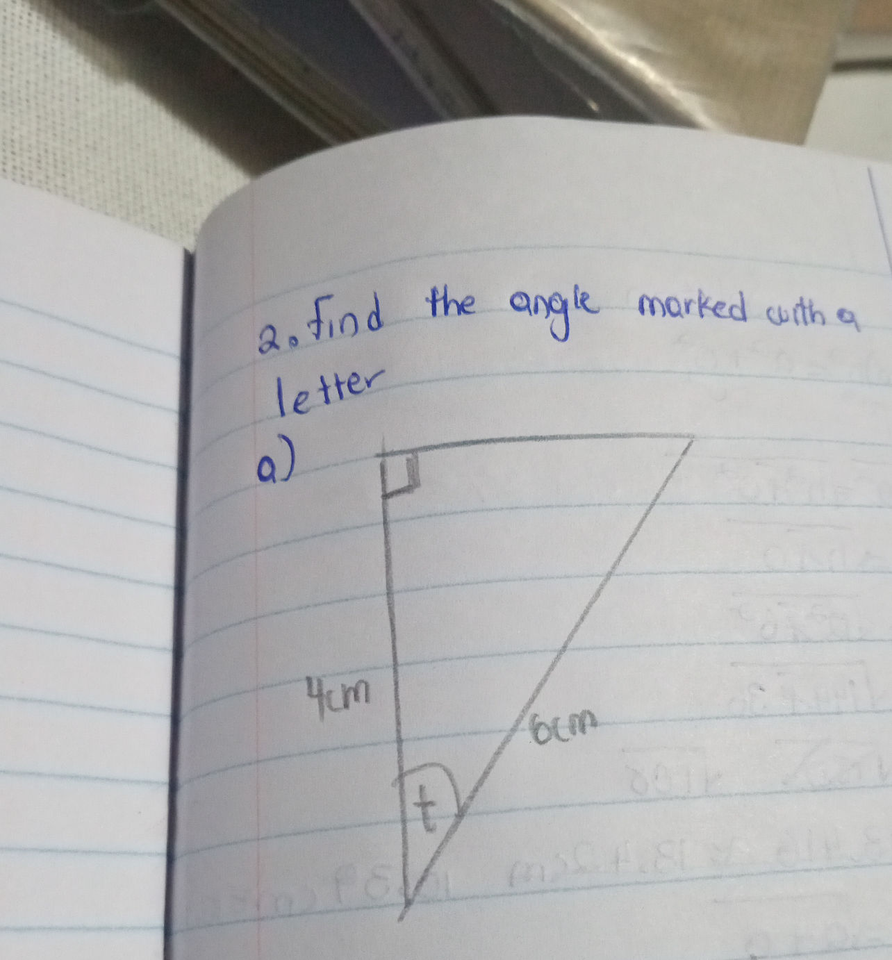 2. Find the angle marked with a letter a) | StudyX