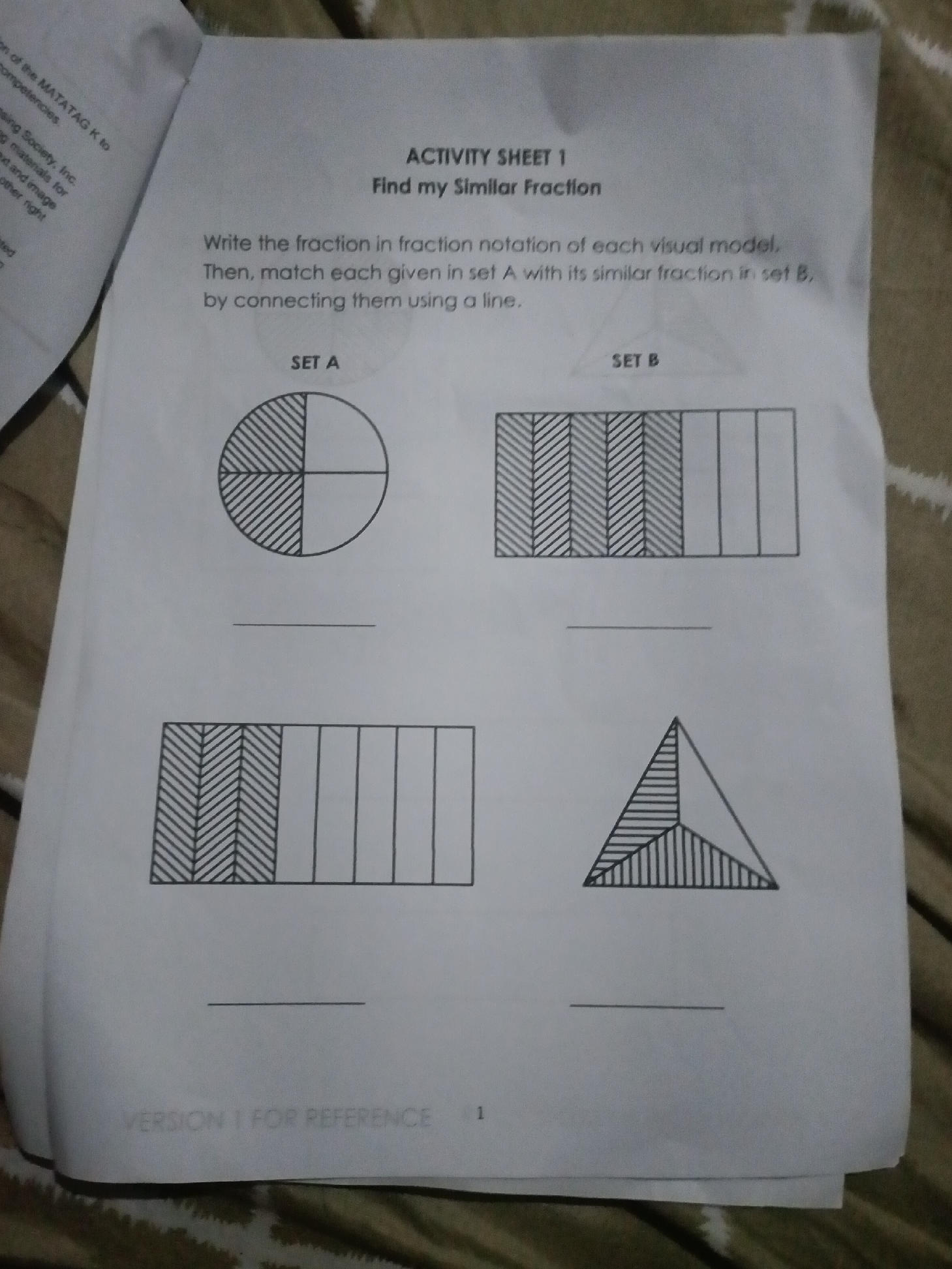 ACTIVITY SHEET 1 Find my Similar Fraction | StudyX