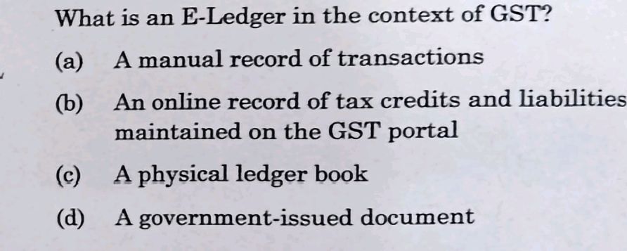 What is an E-Ledger in the context of GST? | StudyX