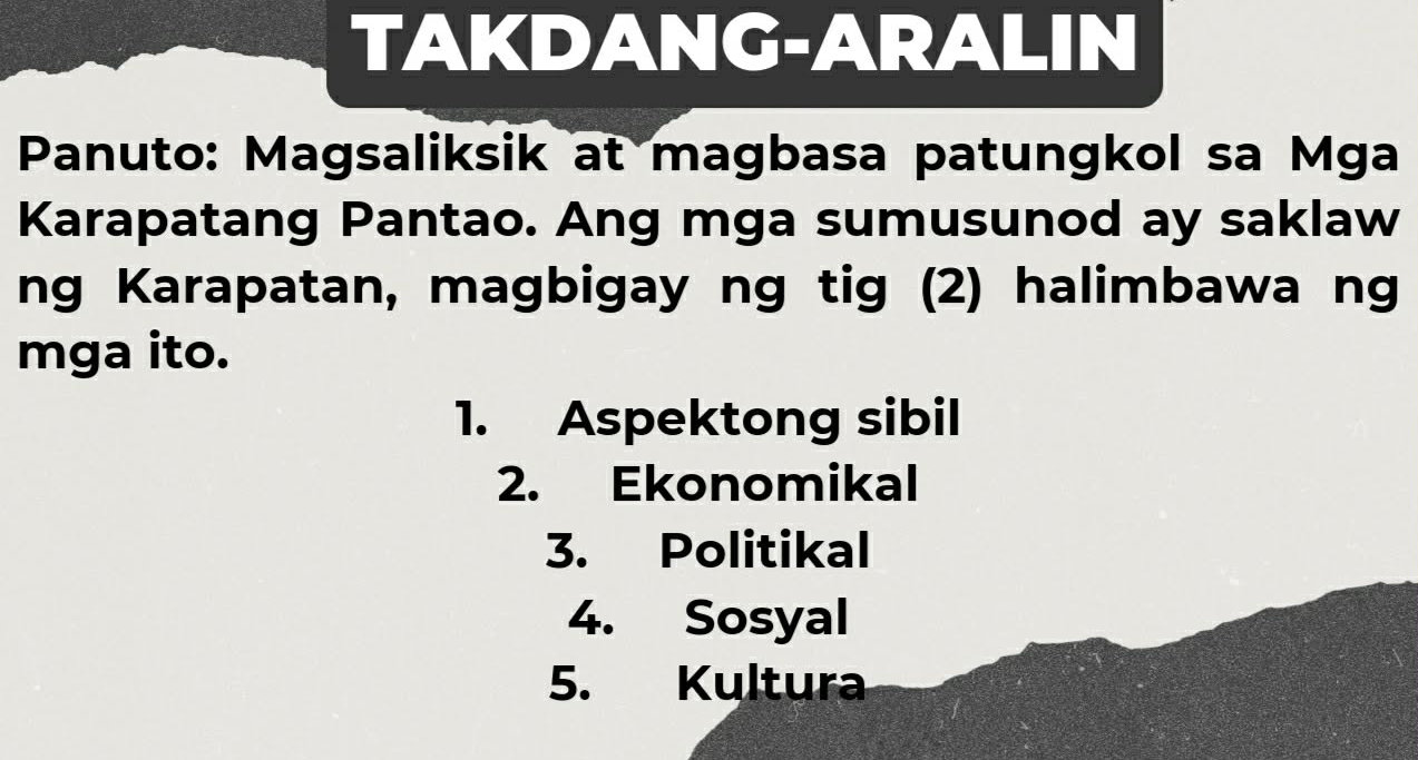 Panuto: Magsaliksik at magbasa patungkol sa | StudyX