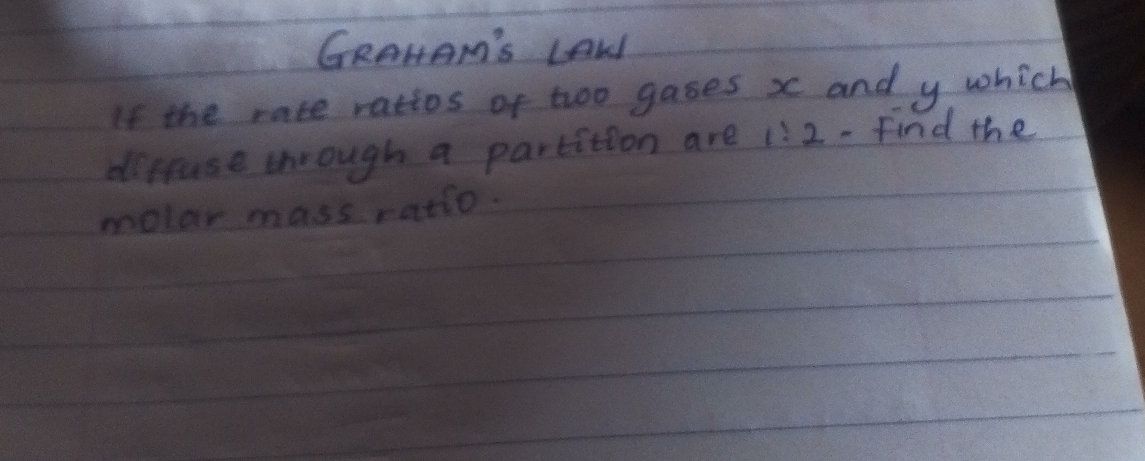 GRAHAM'S LAW If the rate ratios of two gases | StudyX