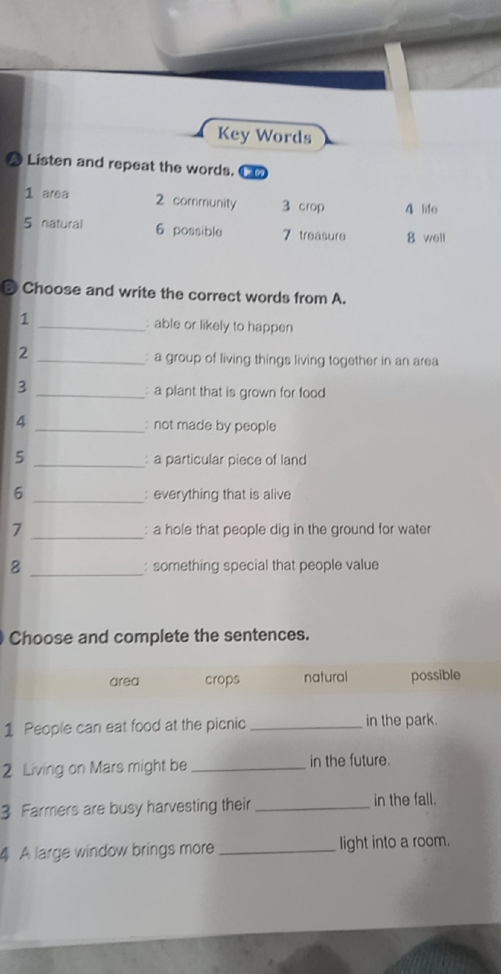Choose and complete the sentences. area | StudyX