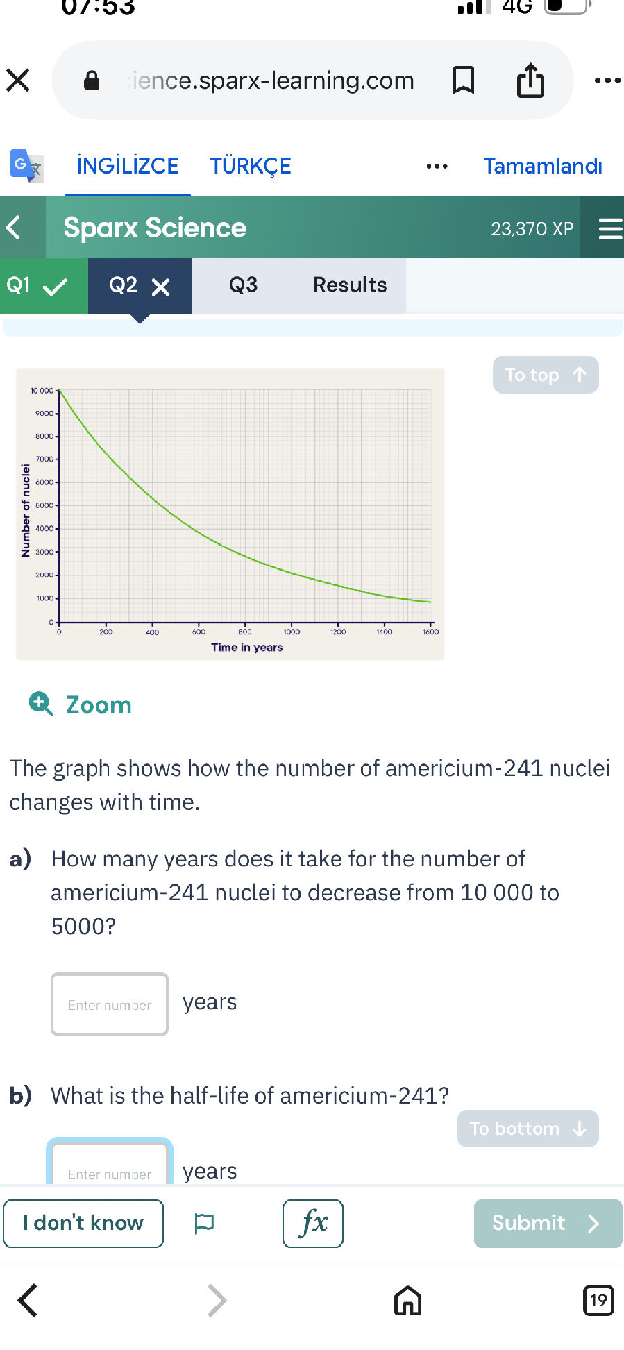 The graph shows how the number of | StudyX
