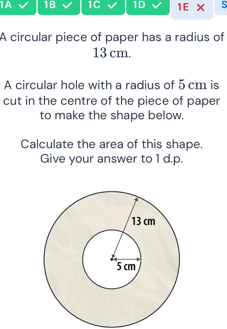 A circular piece of paper has a radius of 13 | StudyX