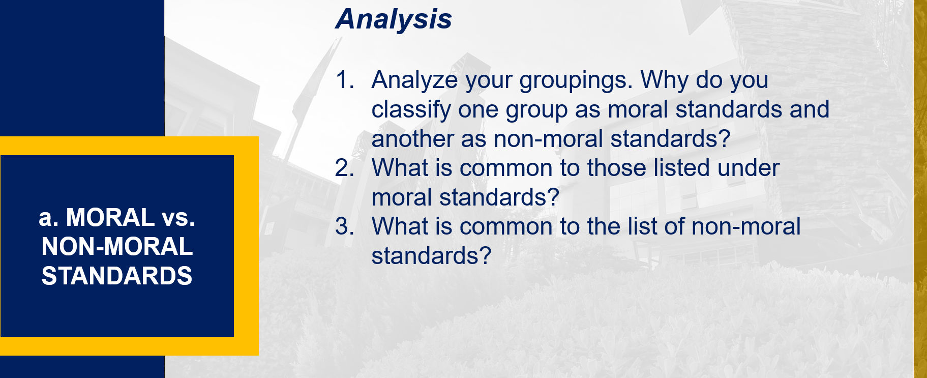 MORAL vs. NON-MORAL STANDARDS Analysis 1. | StudyX