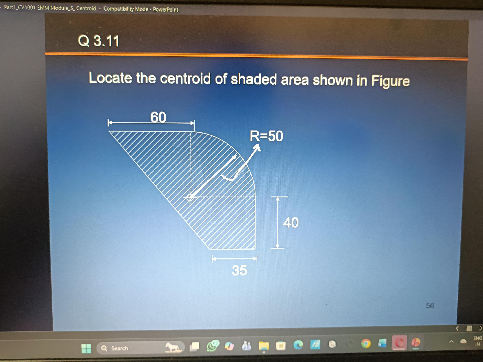 Locate the centroid of shaded area shown in | StudyX