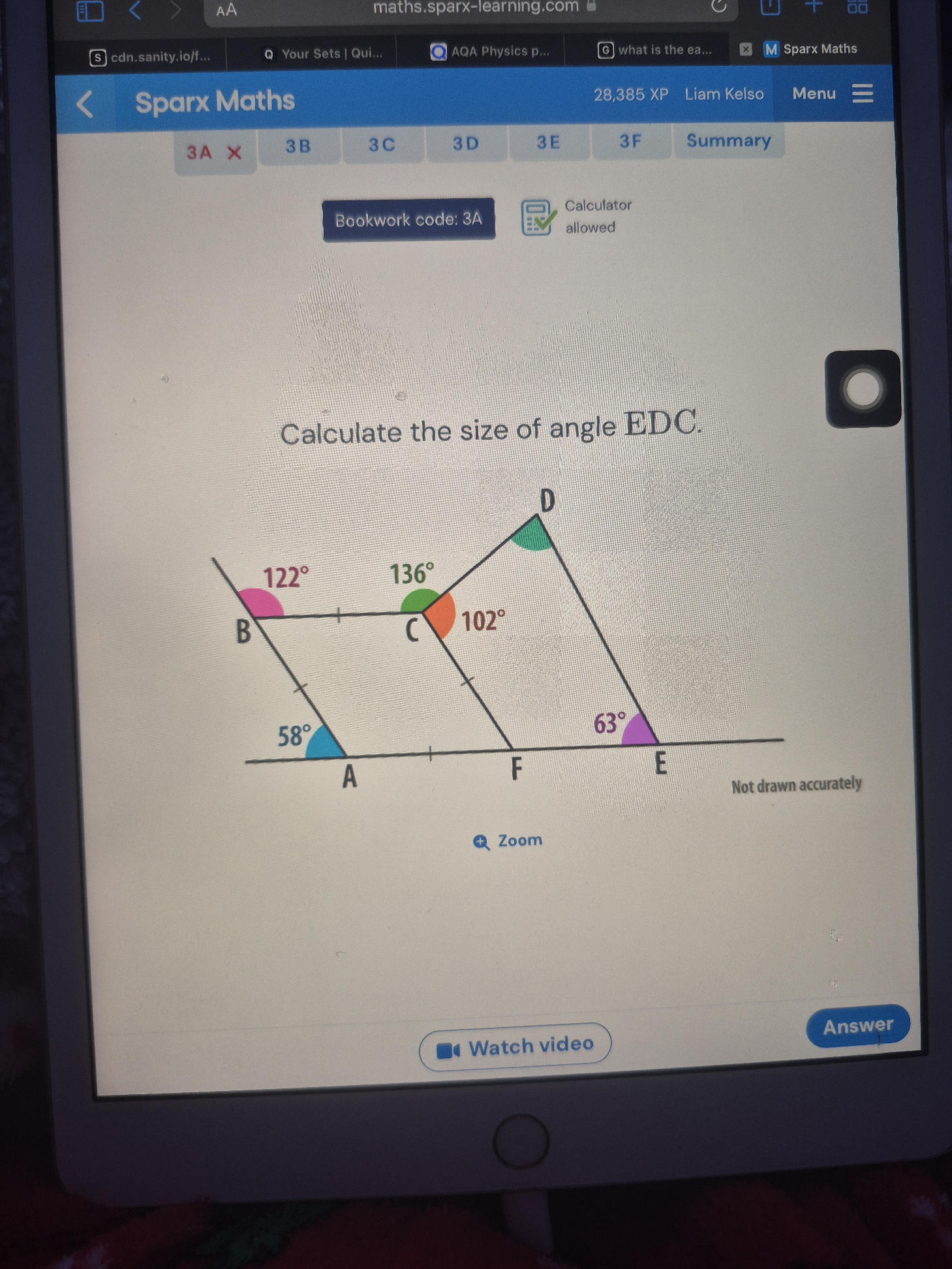 Calculate the size of angle EDC. [Diagram | StudyX