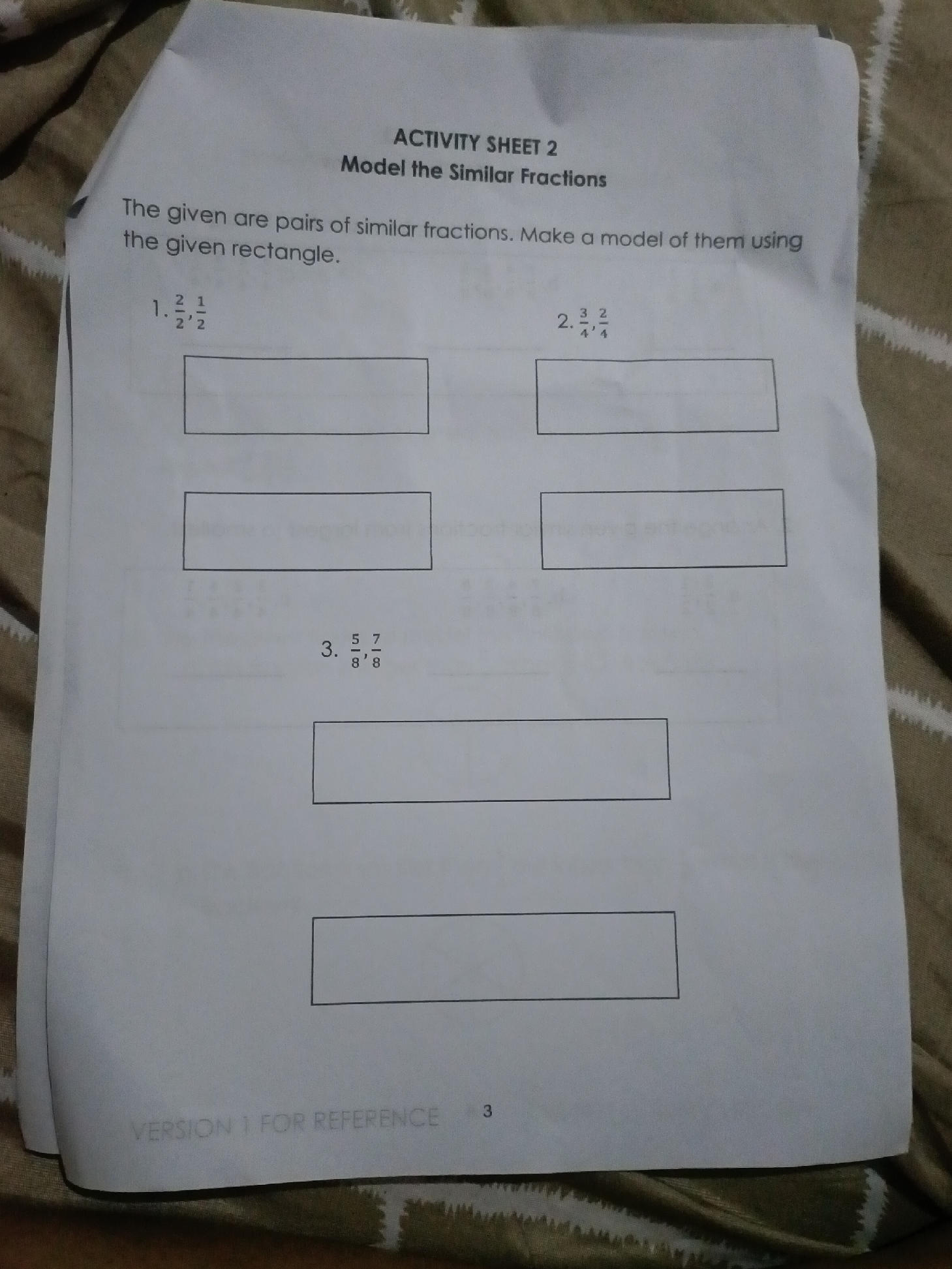 ACTIVITY SHEET 2 Model the Similar Fractions | StudyX