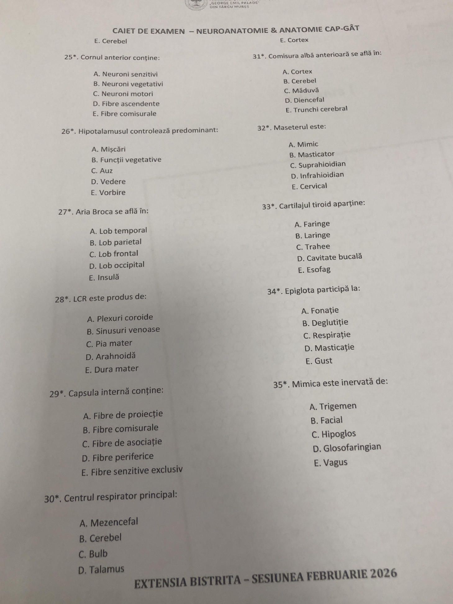 35*. Mimica este inervată de: A. Trigemen B. | StudyX