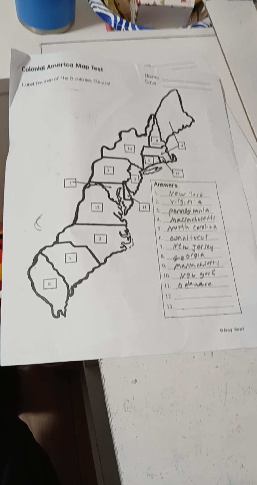 Colonial America Map Test Label the map of | StudyX