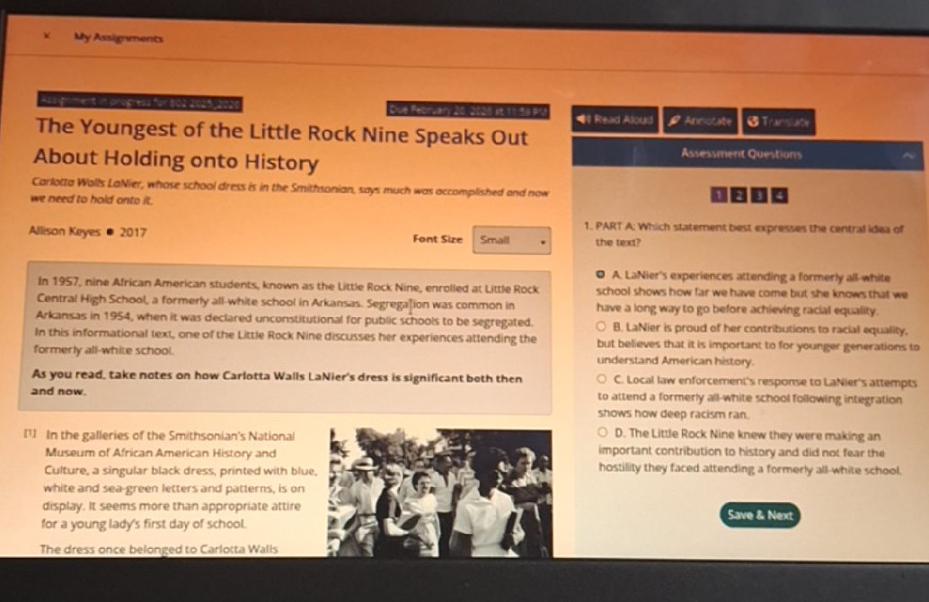 The Youngest of the Little Rock Nine Speaks
