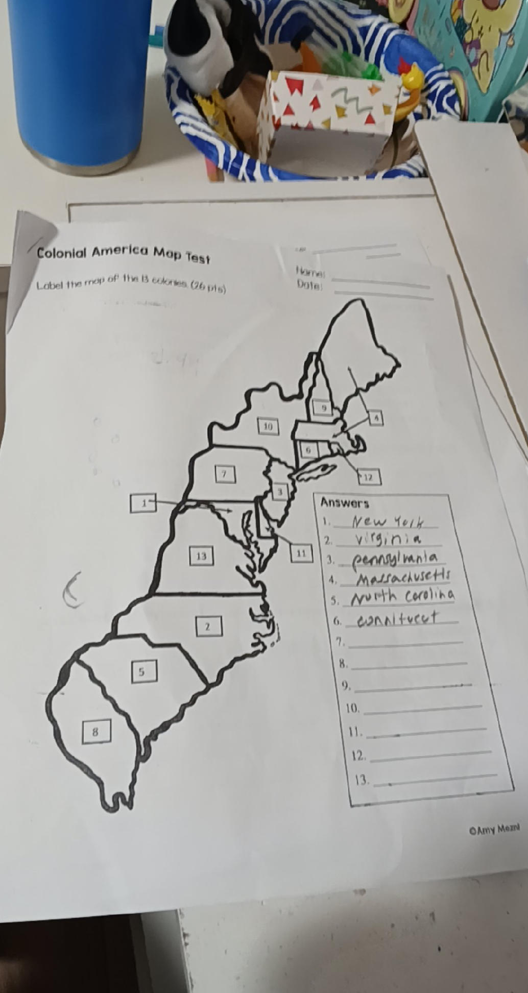 Colonial America Map Test Label the map of | StudyX