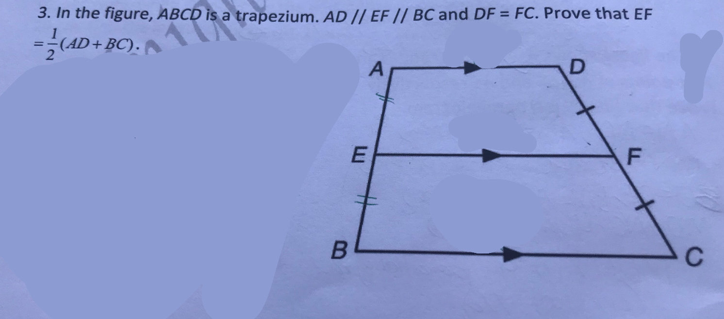 In the figure, ABCD is a trapezium. AD // EF | StudyX