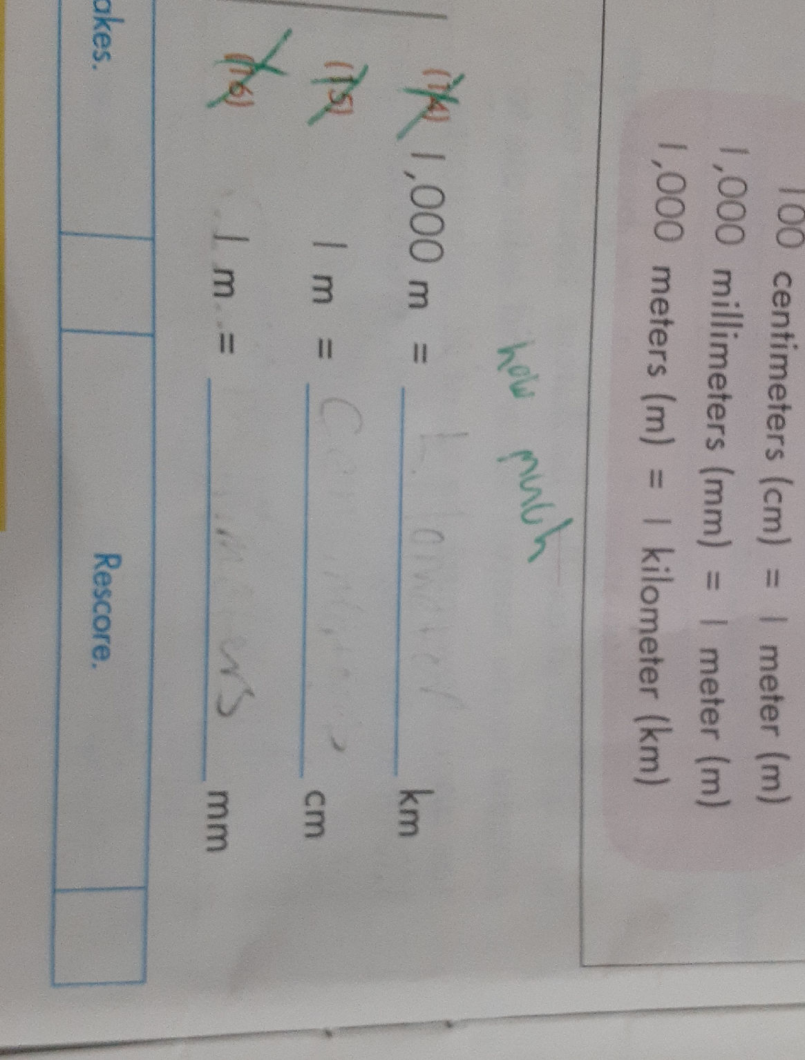 100 centimeters (cm) = 1 meter (m) 1,000 | StudyX