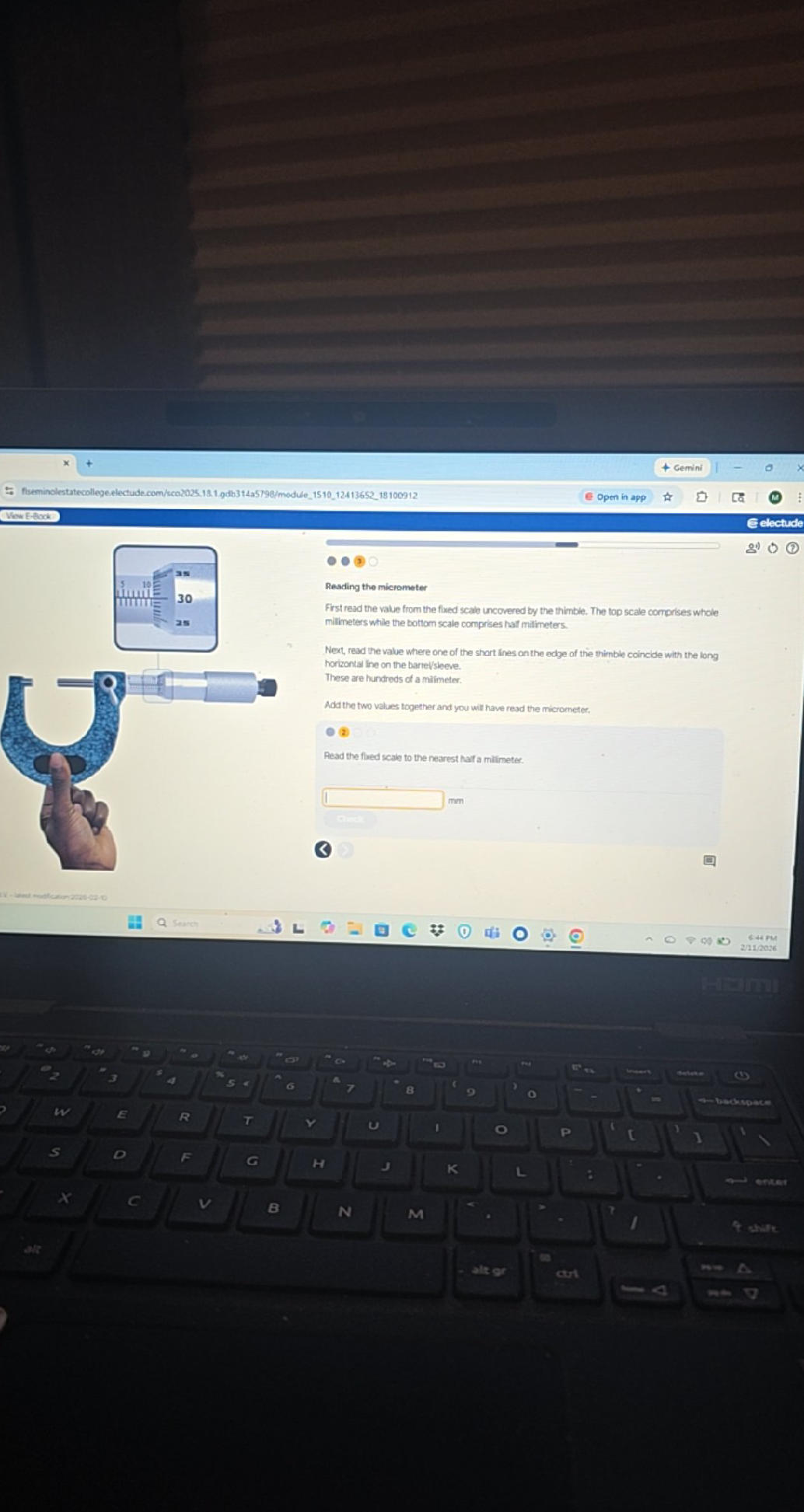 Reading the micrometer First read the value | StudyX