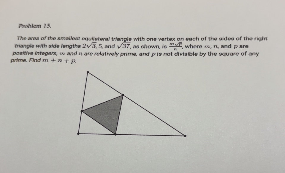 Problem 15. The area of the smallest | StudyX