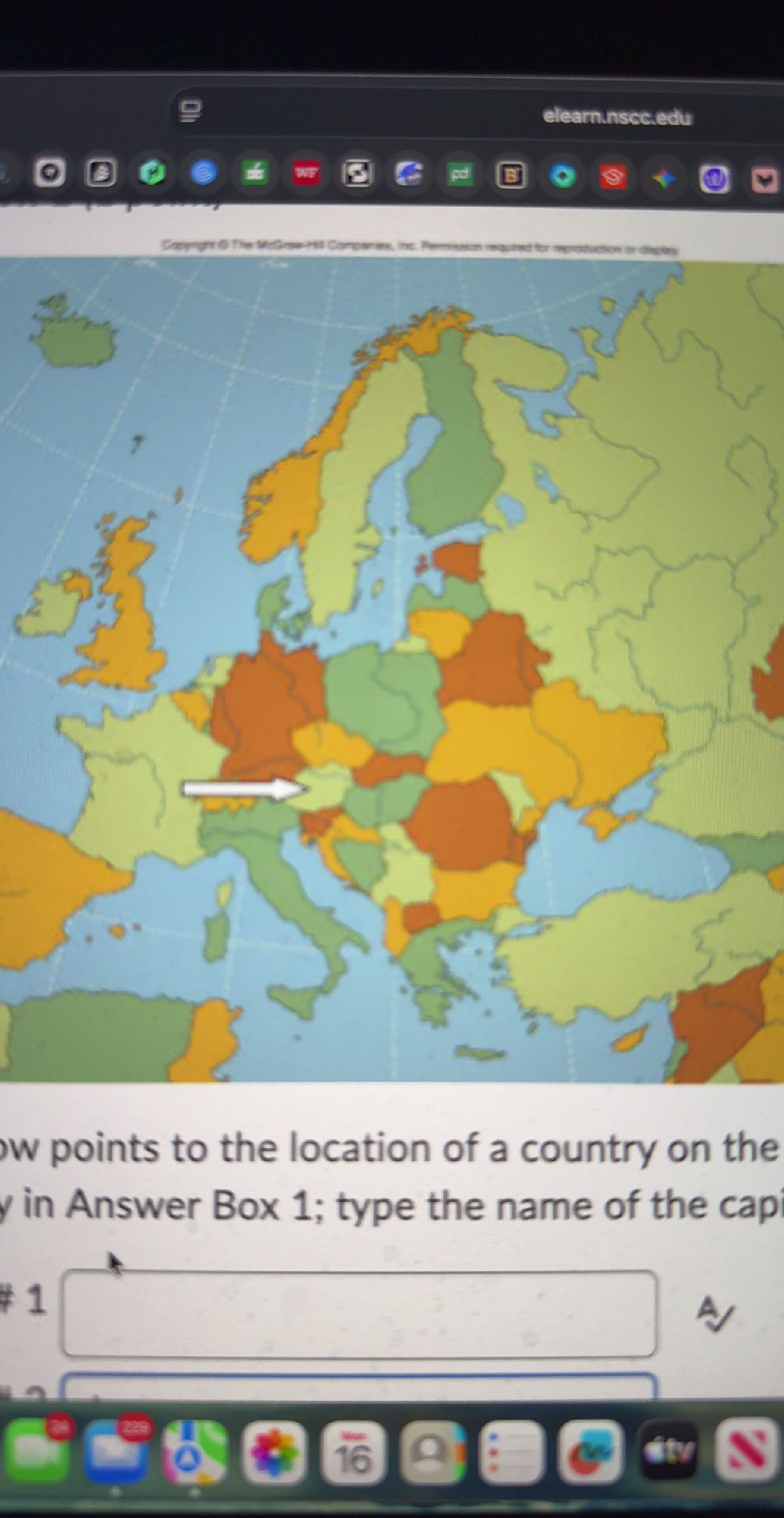 The arrow points to the location of a | StudyX