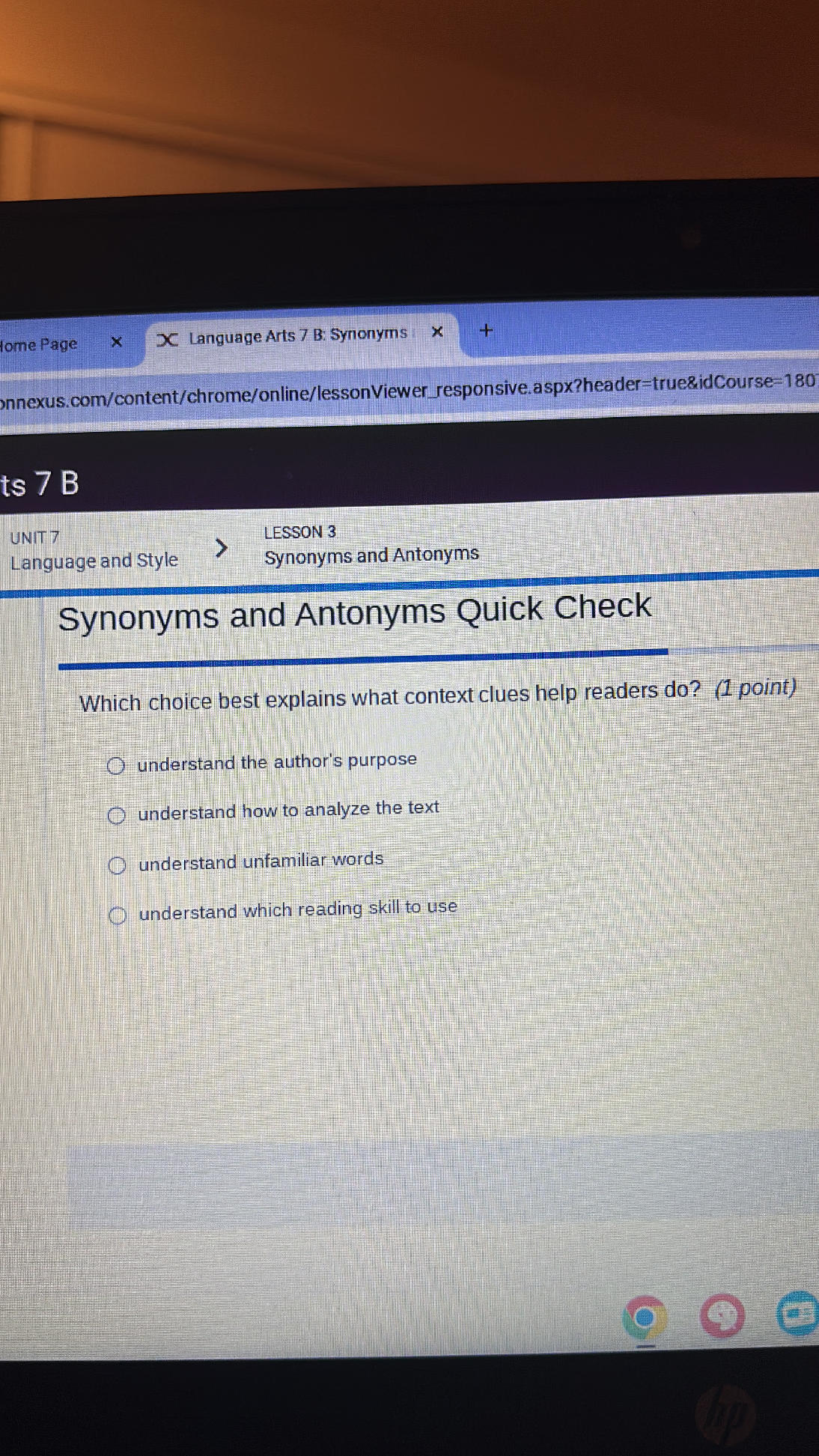 Synonyms and Antonyms Quick Check Which | StudyX