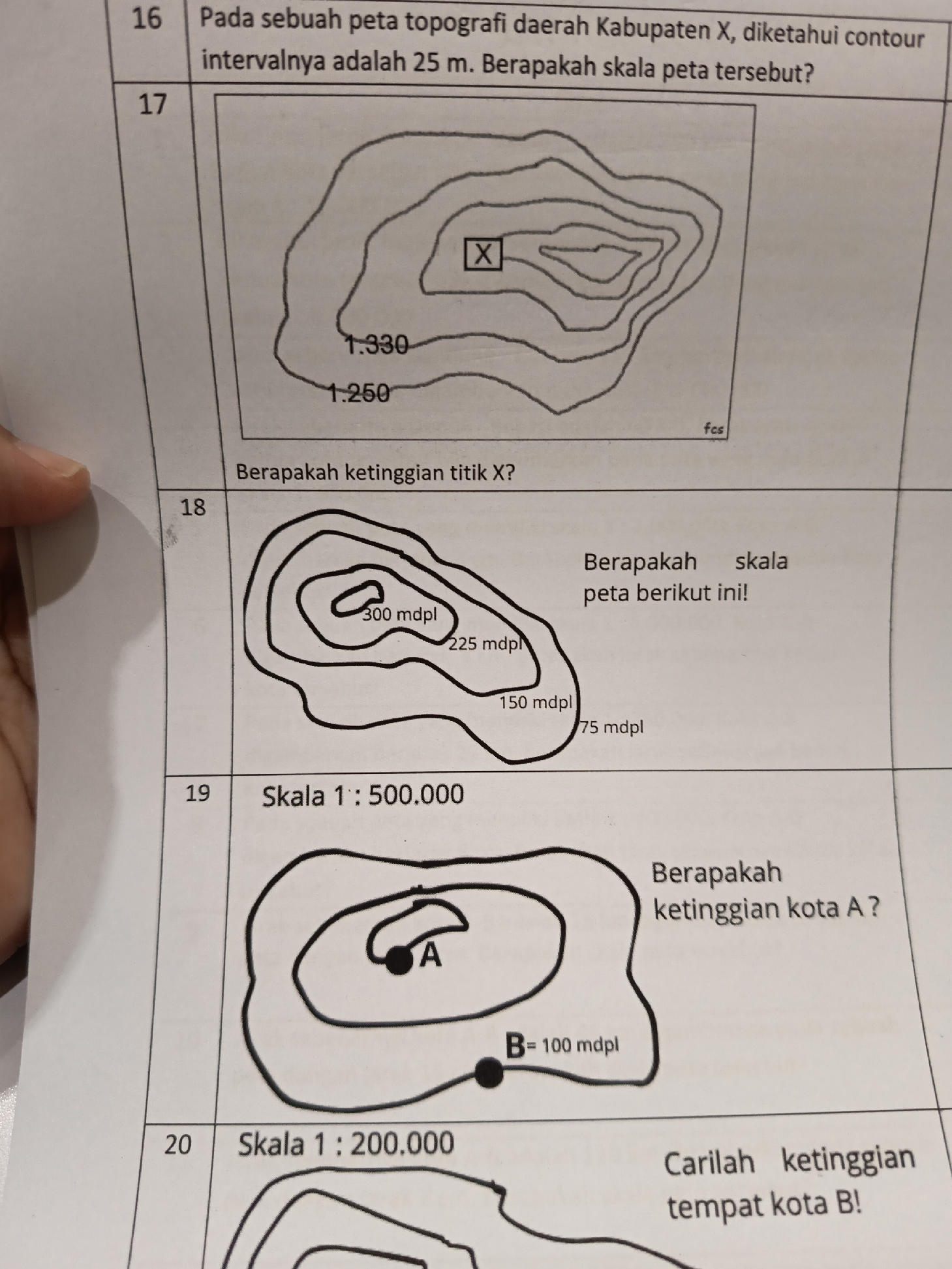 Pada sebuah peta topografi daerah Kabupaten | StudyX
