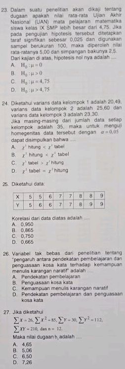 23. Dalam suatu penelitian akan dikai | StudyX