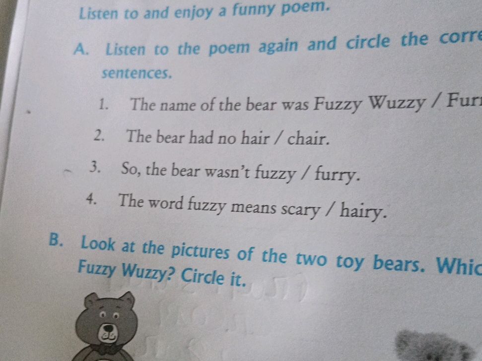 A. Listen to the poem again and circle the | StudyX