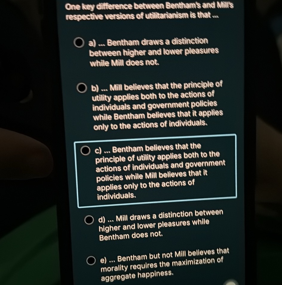 One key difference between Bentham's and | StudyX