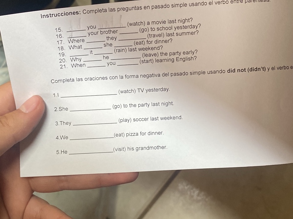 Instrucciones: Completa las preguntas en | StudyX