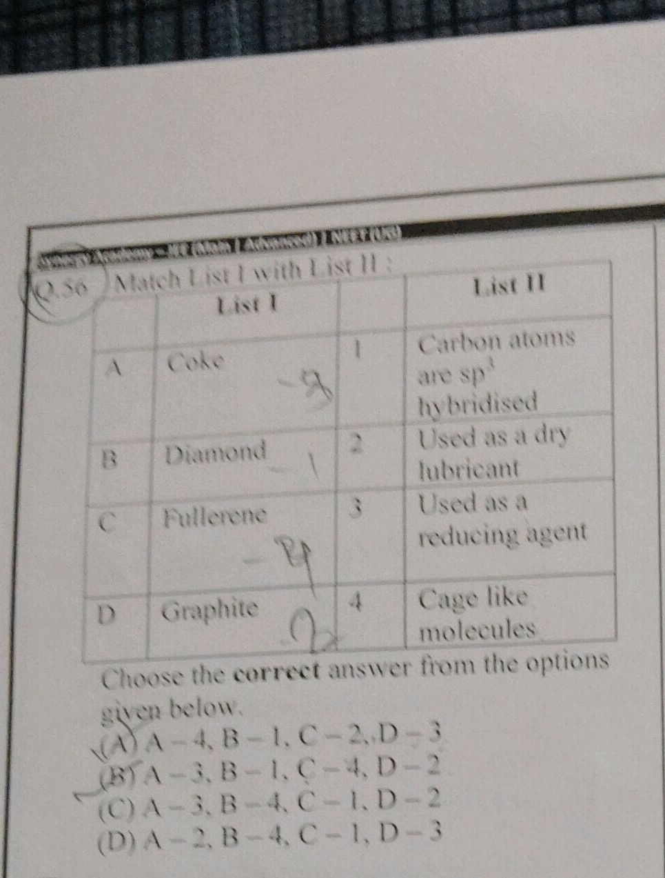 Match List I with List II: | List I | | | StudyX