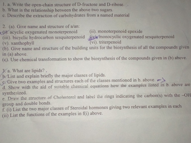 1. a. Write the open-chain structure of | StudyX