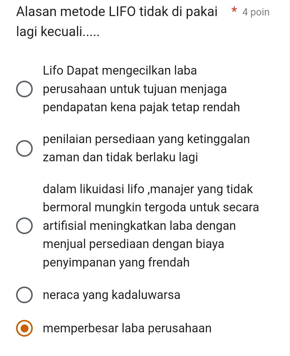 Alasan metode LIFO tidak di pakai lagi | StudyX