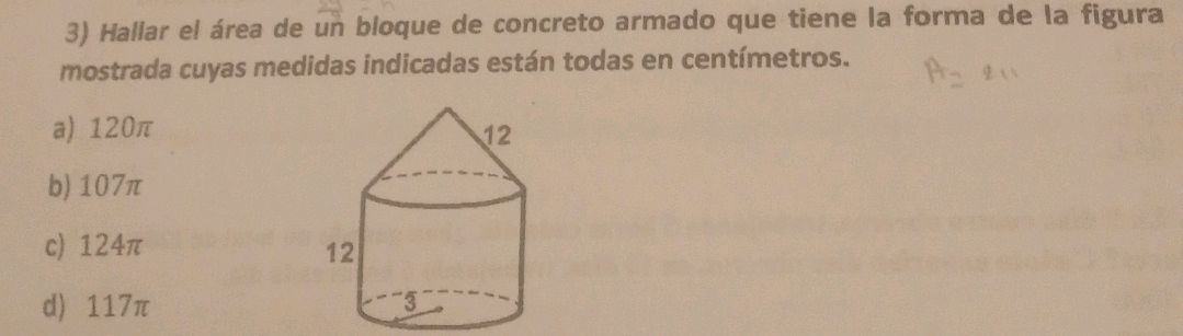 3) Hallar el área de un bloque de concreto | StudyX