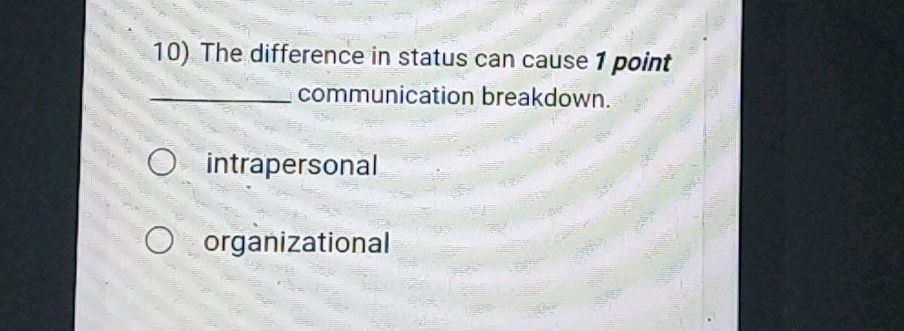 10) The difference in status can cause 1 | StudyX