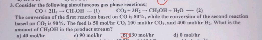 3. Consider the following simultaneous gas | StudyX