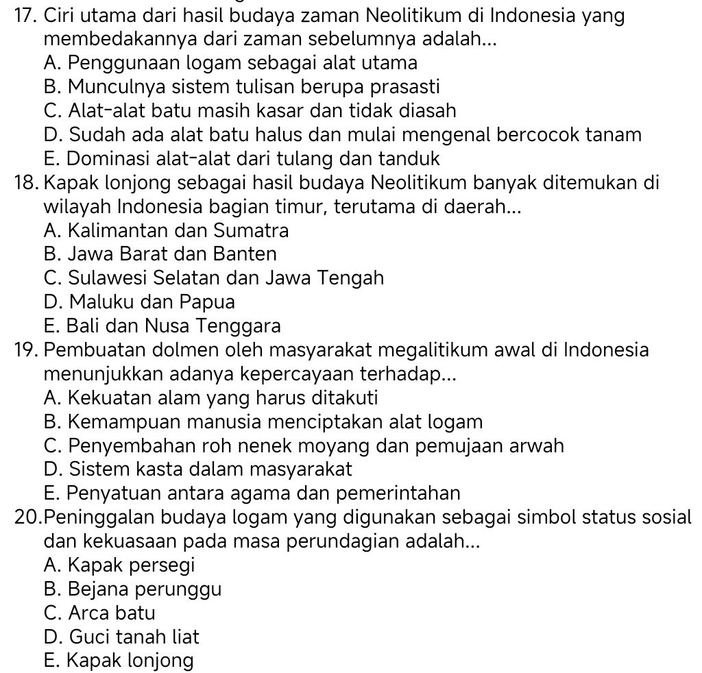 17. Ciri utama dari hasil budaya zaman | StudyX