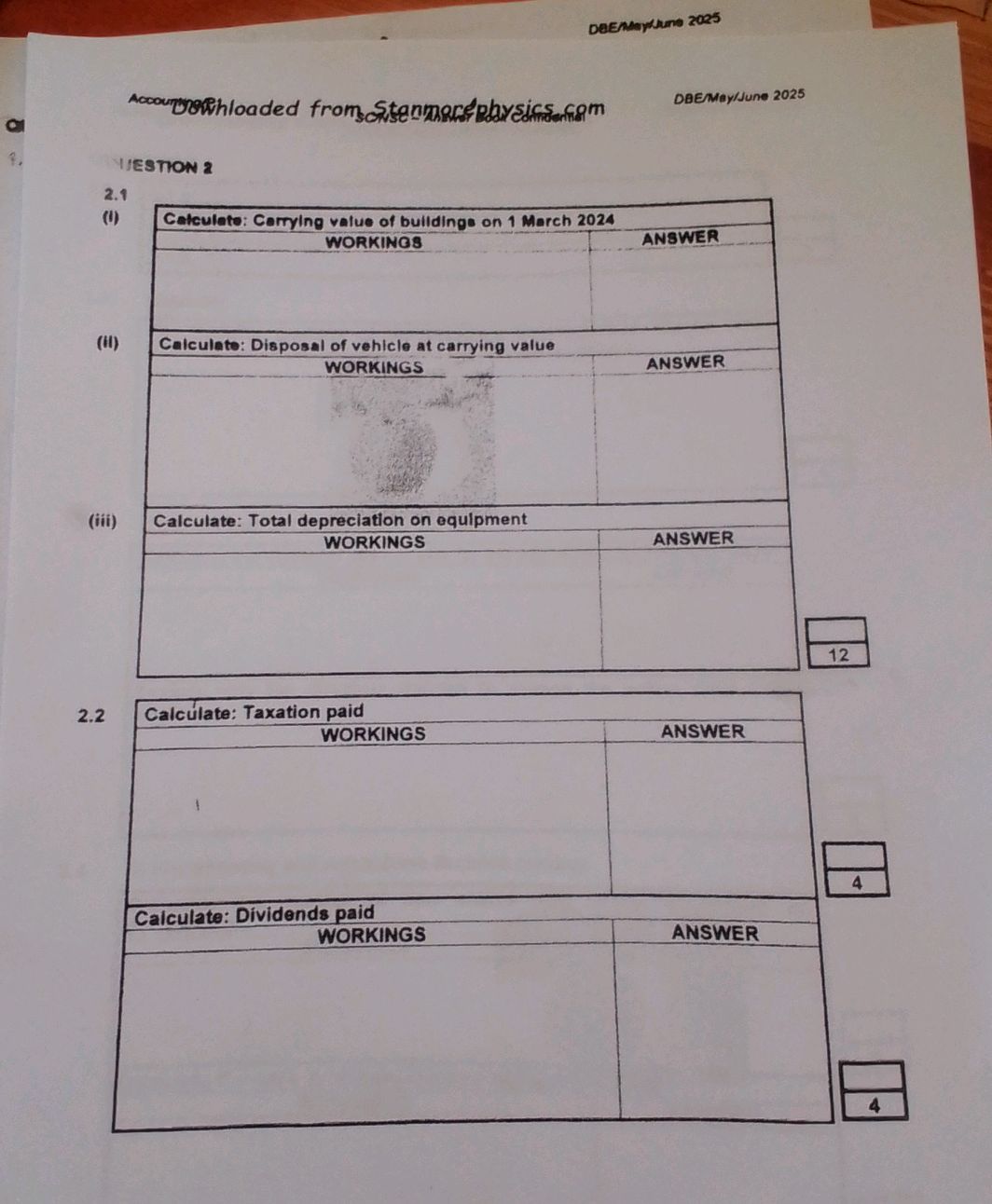 2. 1 (i) Calculate: Carrying value of | StudyX