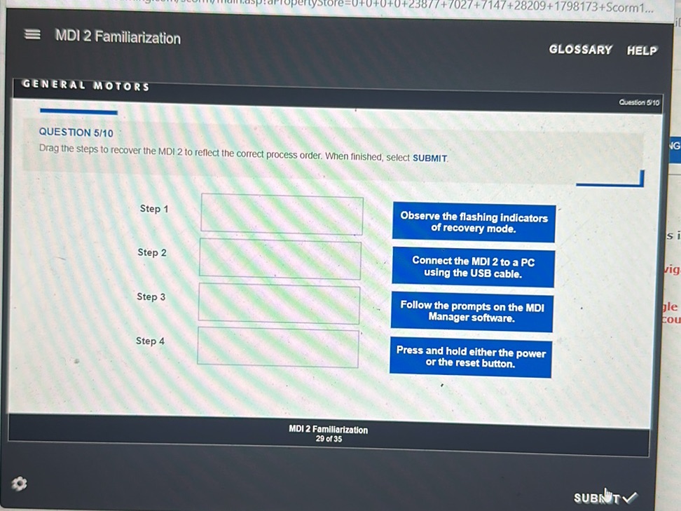 Drag the steps to recover the MDI 2 to