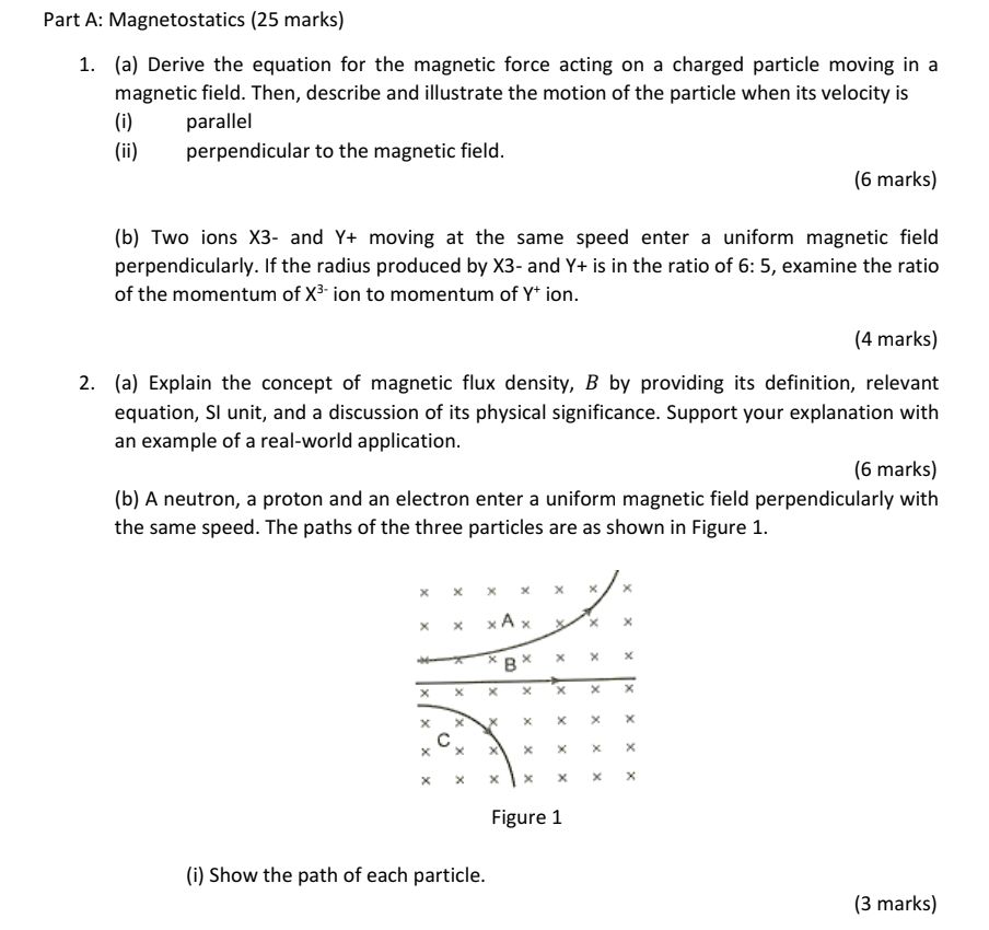 Part A: Magnetostatics (25 marks) 1. (a) | StudyX