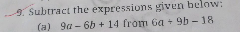 9. Subtract the expressions given below: (a) | StudyX