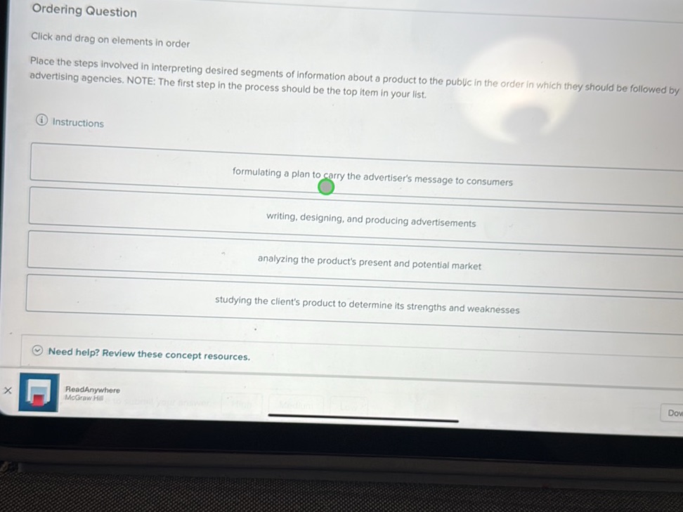 Ordering Question Click and drag on | StudyX
