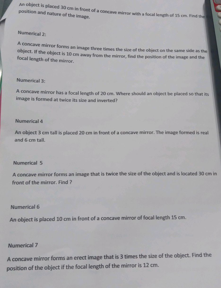 An object is placed 30 cm in front of a | StudyX