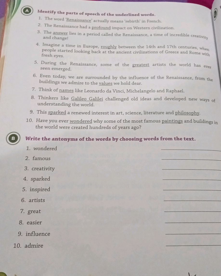 Identify the parts of speech of the | StudyX