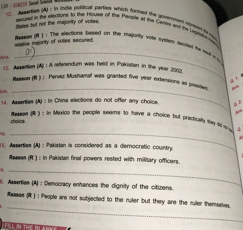 12. Assertion (A): In India political | StudyX