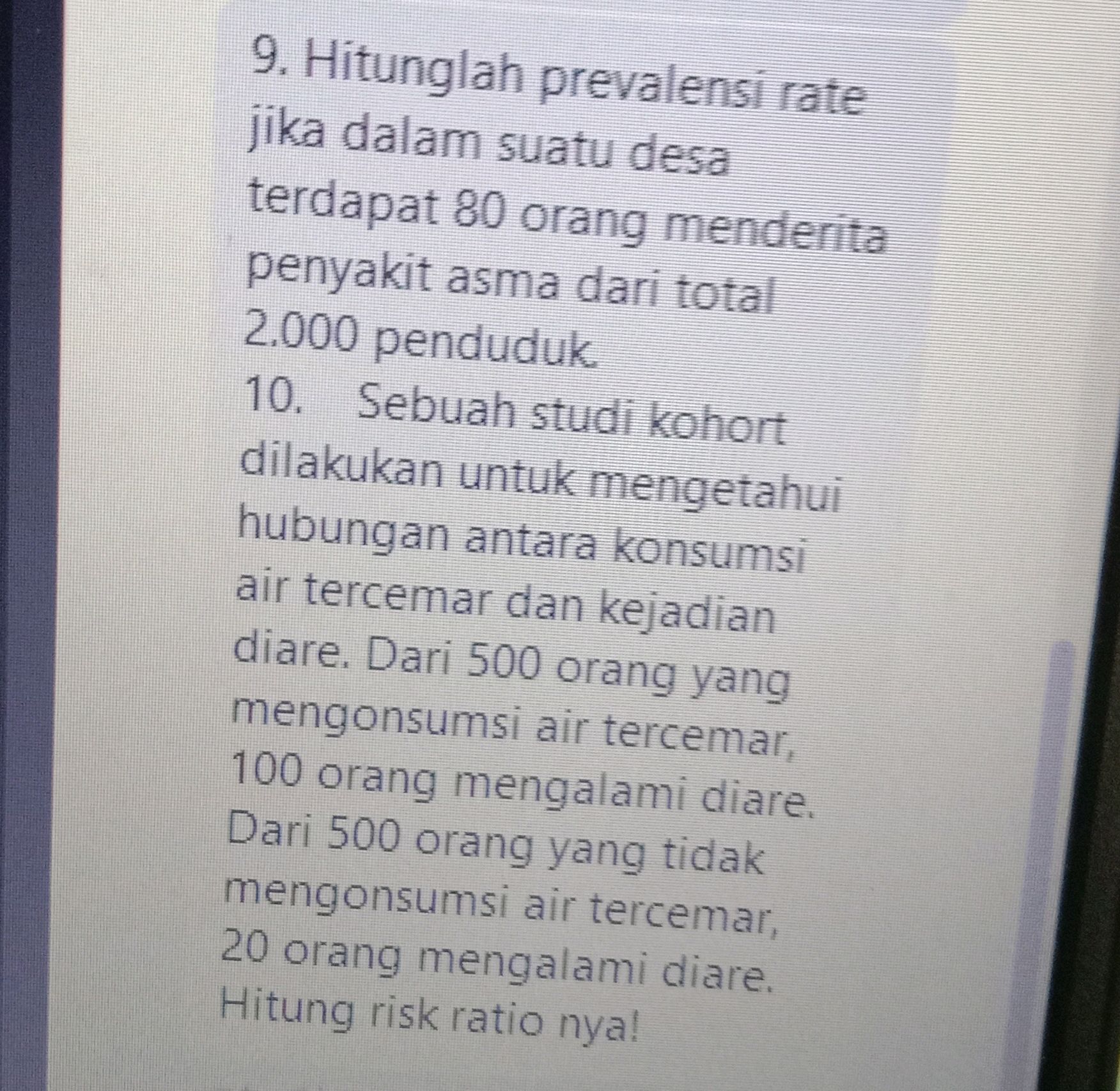 9. Hitunglah prevalensi rate jika dalam | StudyX