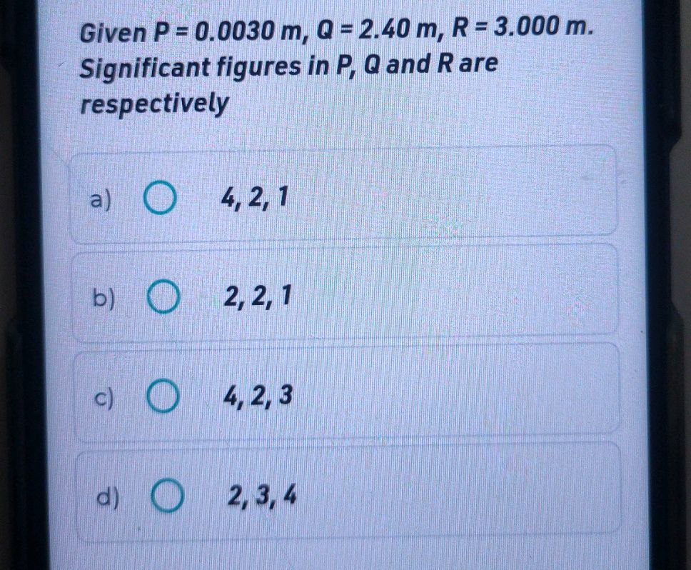 Given P = 0.0030 m, Q = 2.40 m, R = 3.000 m. | StudyX