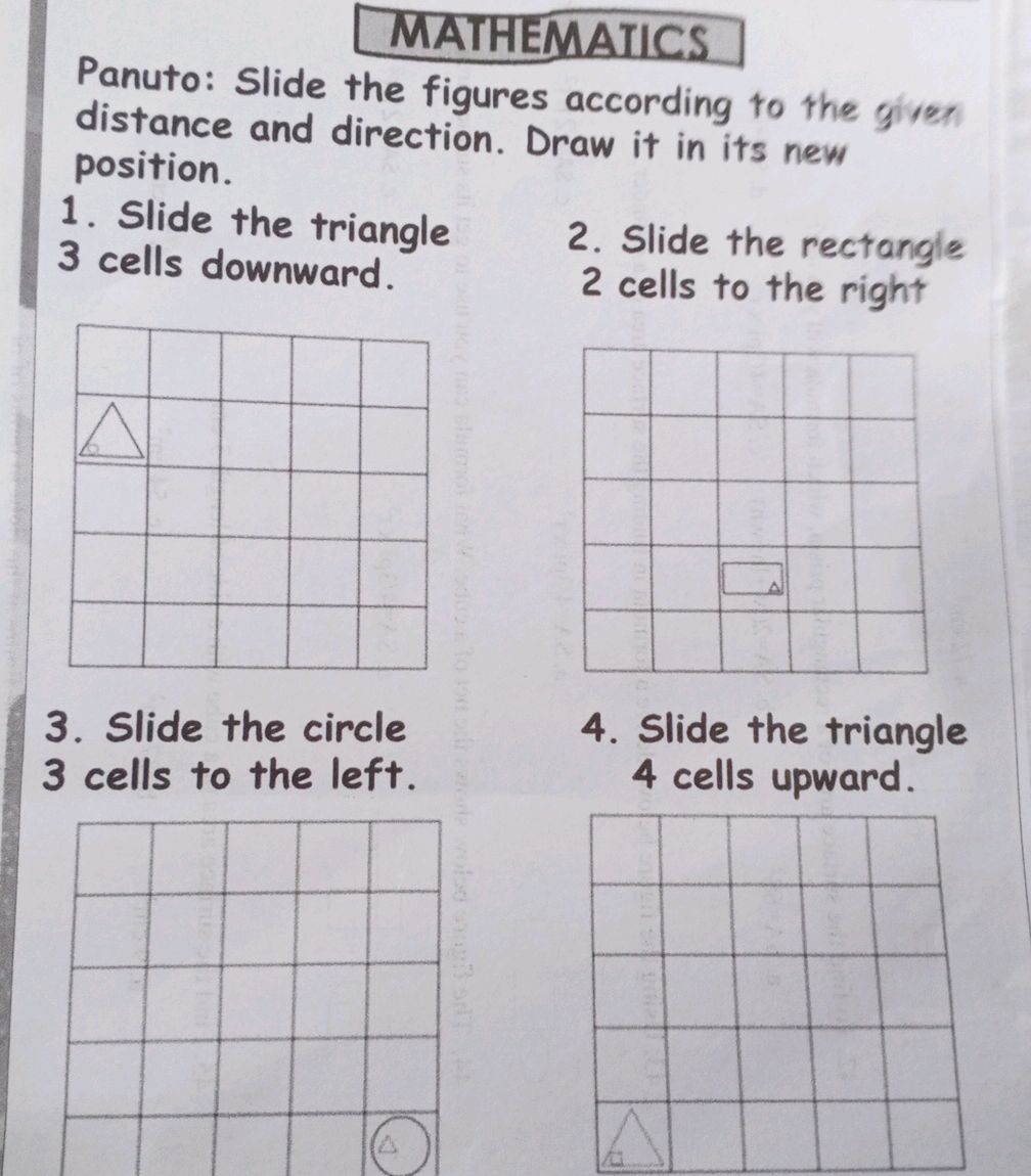 Panuto: Slide the figures according to the