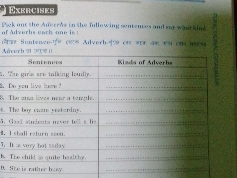 Pick out the Adverbs in the following | StudyX